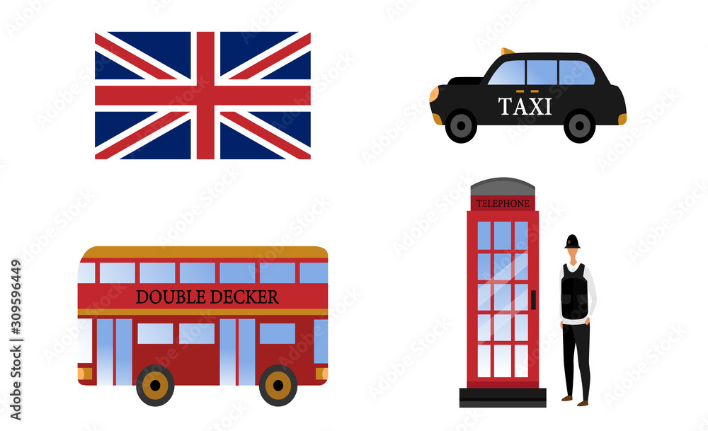 London touristic poster with famous landmarks and symbols isolated in ...