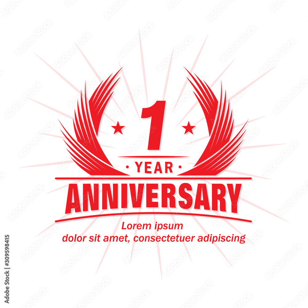 1 year logo design template. 1st anniversary vector and illustration ...