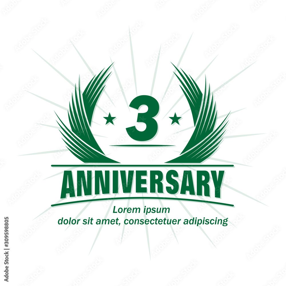 3 years logo design template. 3rd anniversary vector and illustration ...
