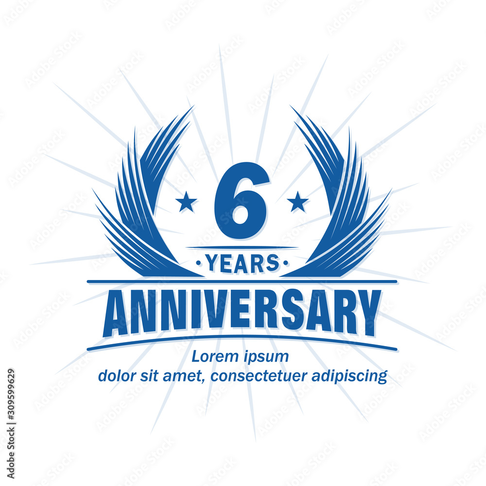 6 years logo design template. 6th anniversary vector and illustration ...