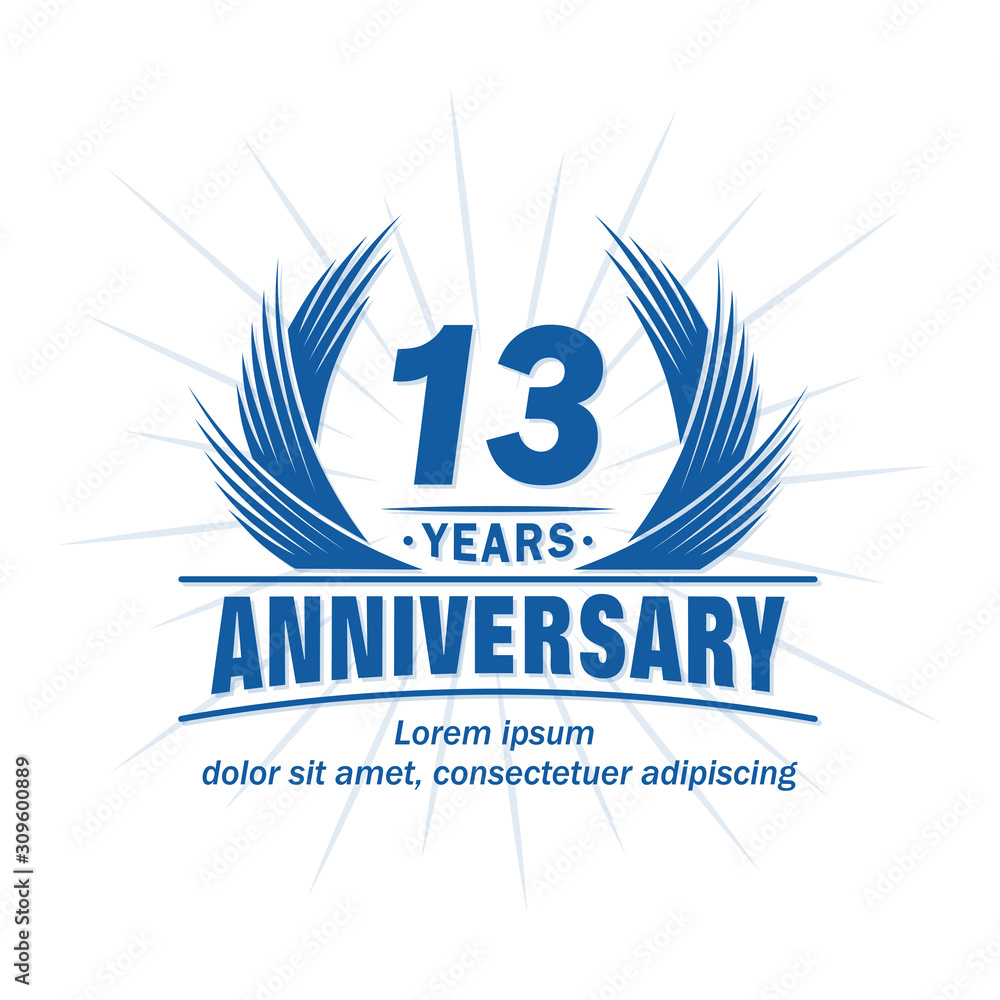 13 years logo design template. 13th anniversary vector and illustration ...