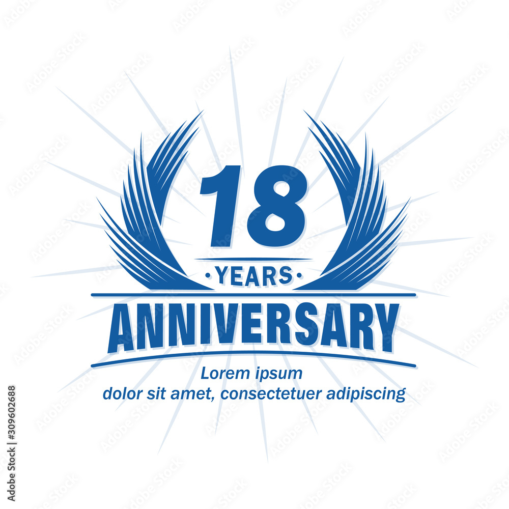 18 years logo design template. 18th anniversary vector and illustration. Stock Vector | Adobe Stock