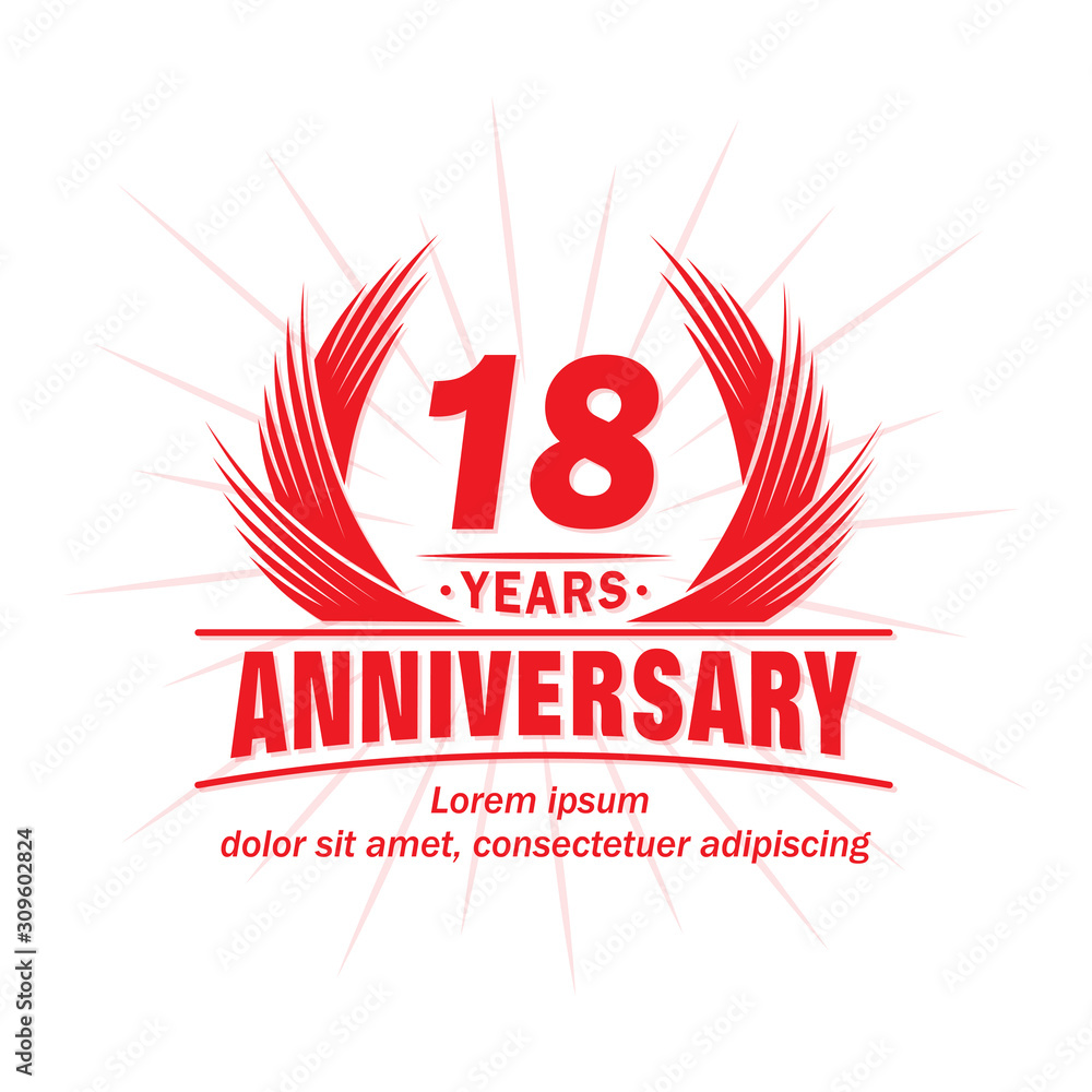 Vetor de 18 years logo design template. 18th anniversary vector and ...