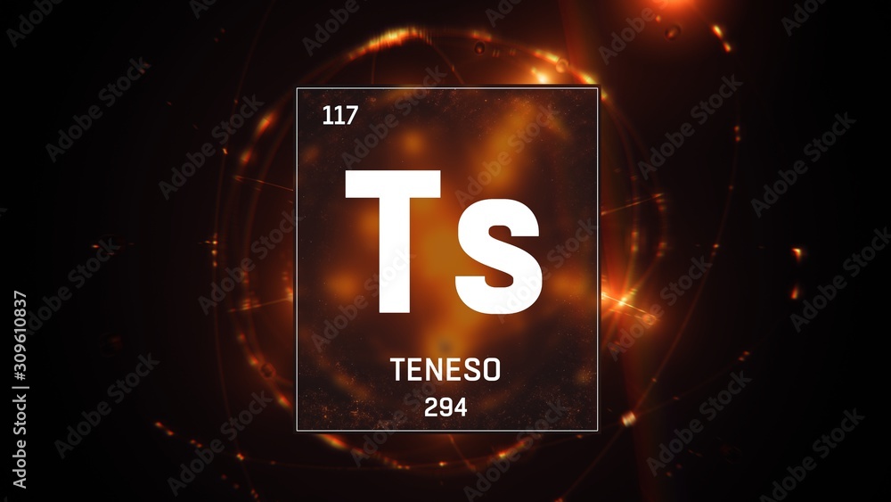 3D illustration of Tennessine as Element 117 of the Periodic Table ...