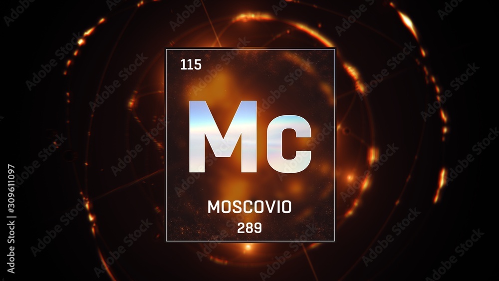 3D illustration of Moscovium as Element 115 of the Periodic Table ...