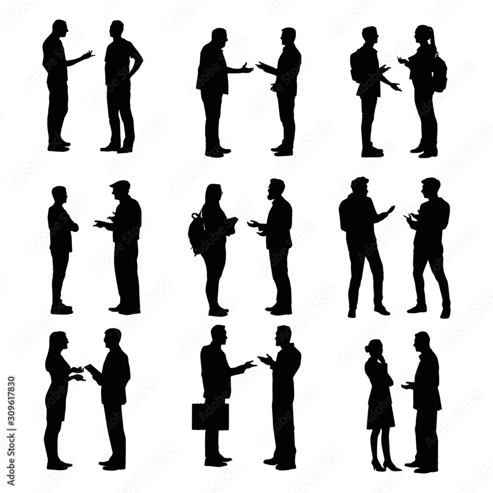 Silhouette Of People Talking Stock Vector | Adobe Stock