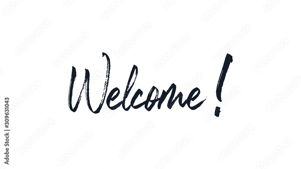 Welcome text lettering hand written calligraphy isolated on white ...