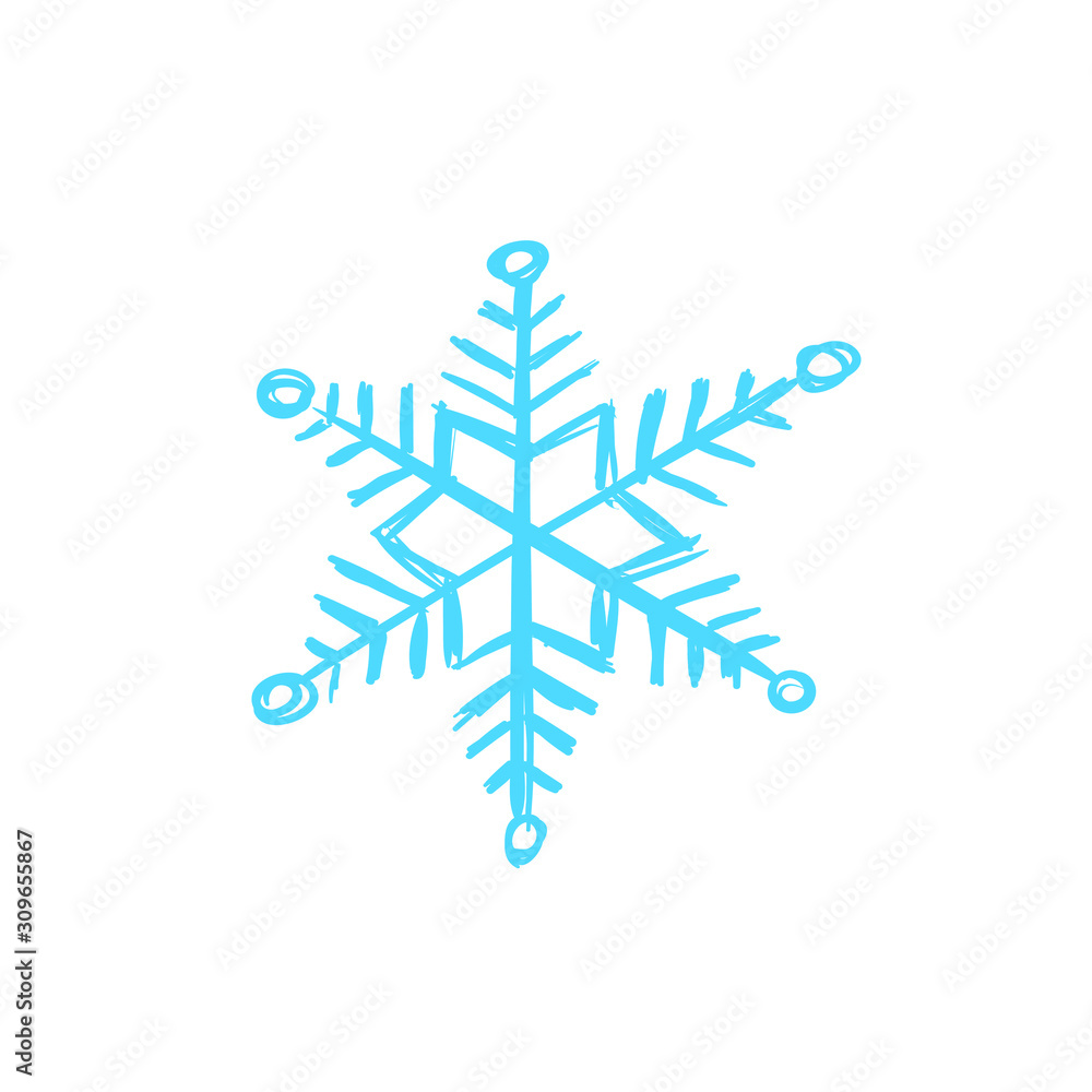 Snowflake Doodle Snow Drawing Illustration - Freehand, Art, Christmas ...