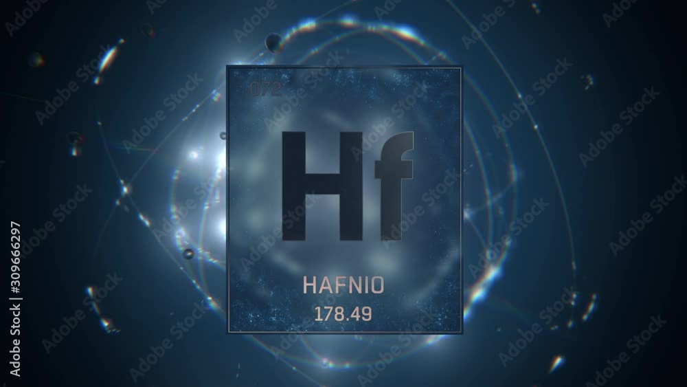 Hafnium as Element 72 of the Periodic Table. Seamlessly looping 3D ...