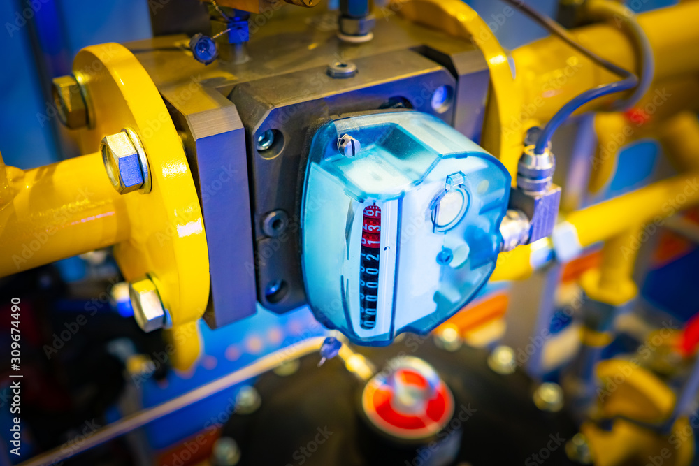 Natural gas flow meter. The use of natural gas as a fuel. Home boiler ...