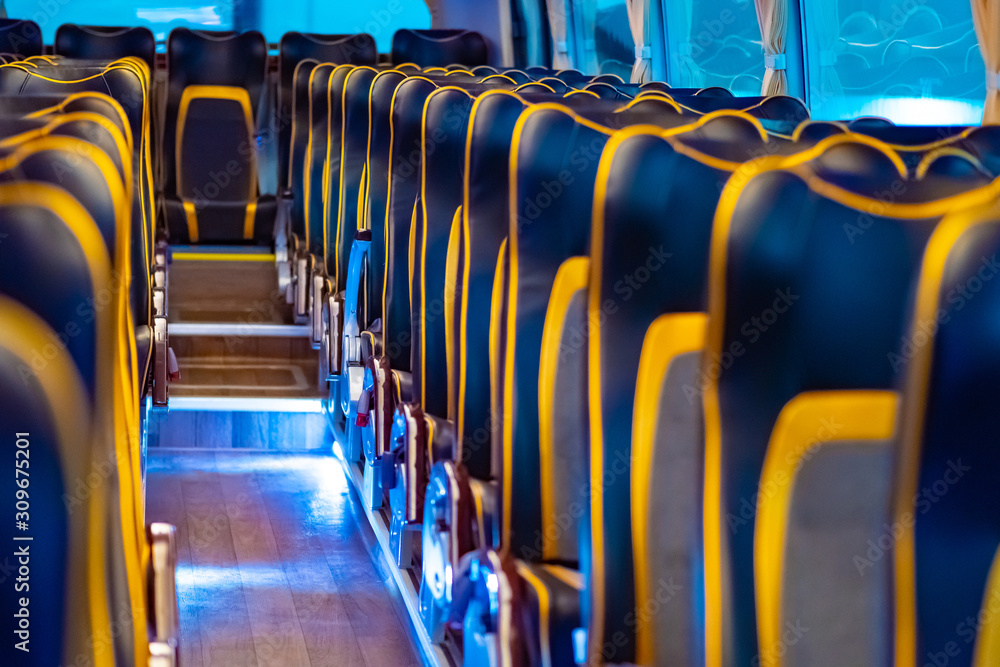 Seats on the bus. Premium bus. Organization of passenger transportation ...