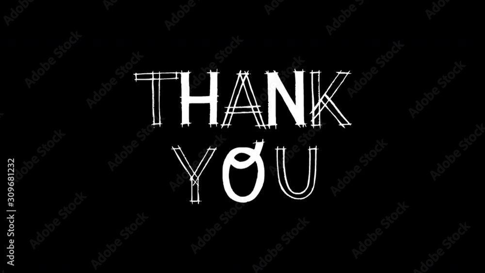 Animated phrase Thank You on transparent background. Moving hand drawn ...