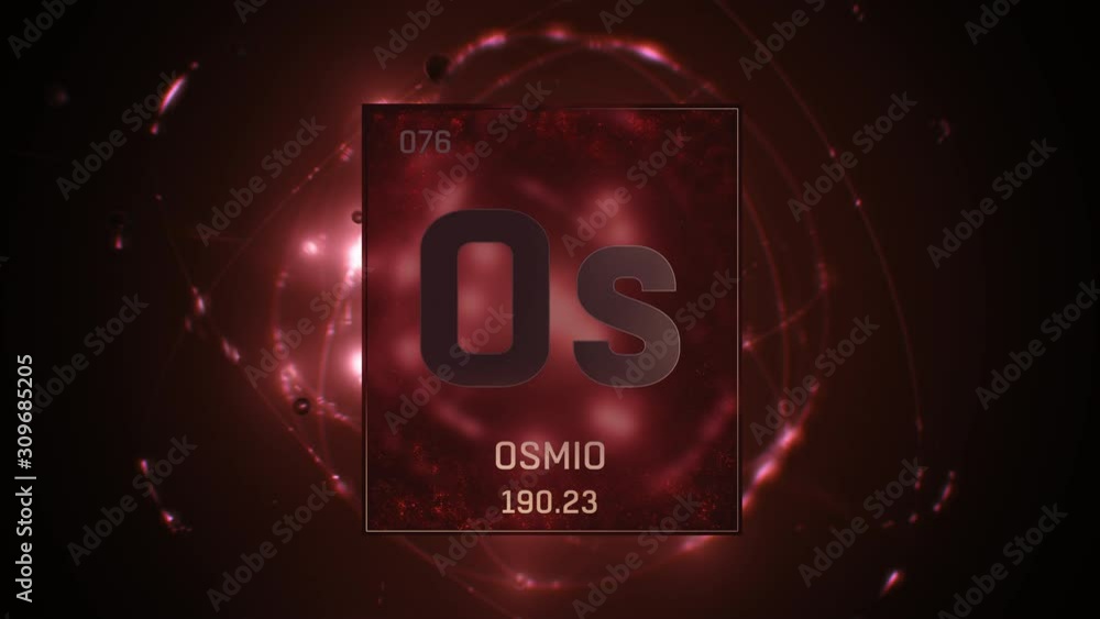 Osmium as Element 76 of the Periodic Table. Seamlessly looping 3D ...