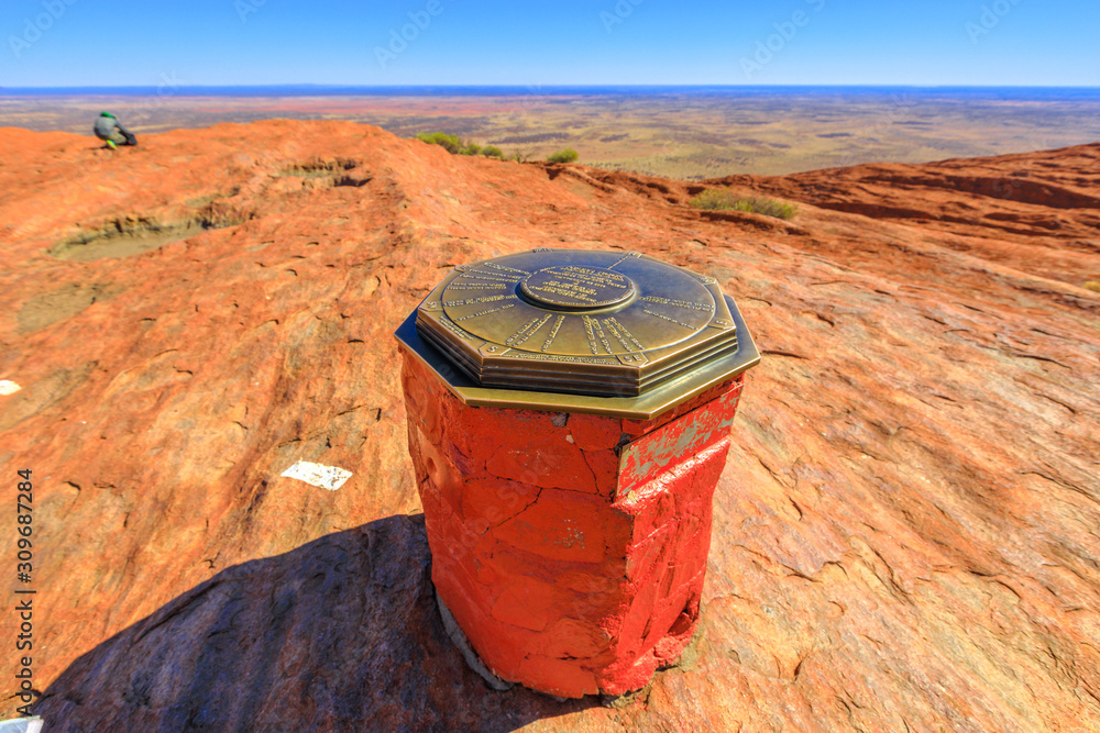 Uluru, Northern Territory, Australia - Aug 23, 2019: a cairn on top of ...