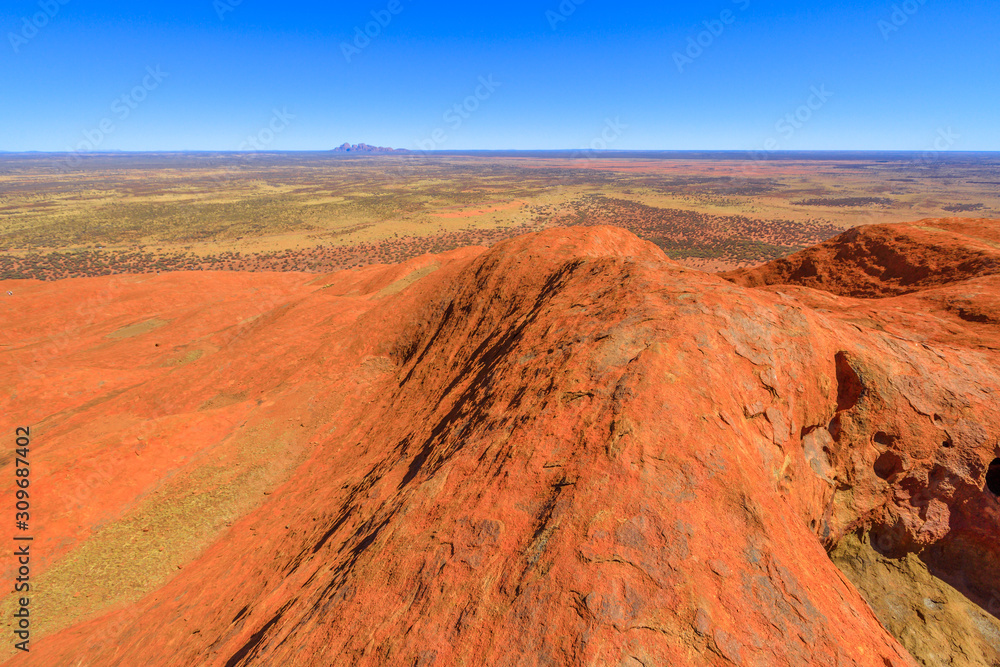Uluru, Northern Territory, Australia - Aug 23, 2019: aerial view from ...
