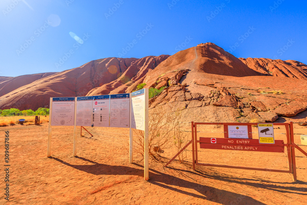 Uluru, Northern Territory, Australia - Aug 26, 2019: closed path for ...