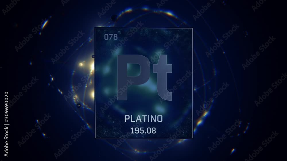 Platinum as Element 78 of the Periodic Table. Seamlessly looping 3D ...