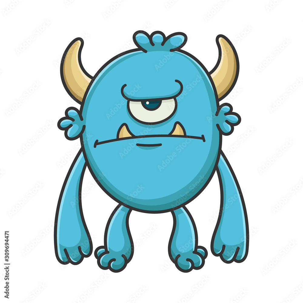 Happy Cyclops Cartoon Furry Creature Monster Stock Vector | Adobe Stock