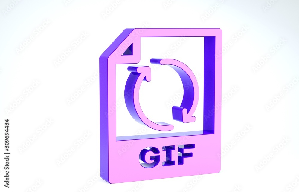 Purple GIF file document. Download gif button icon isolated on white ...