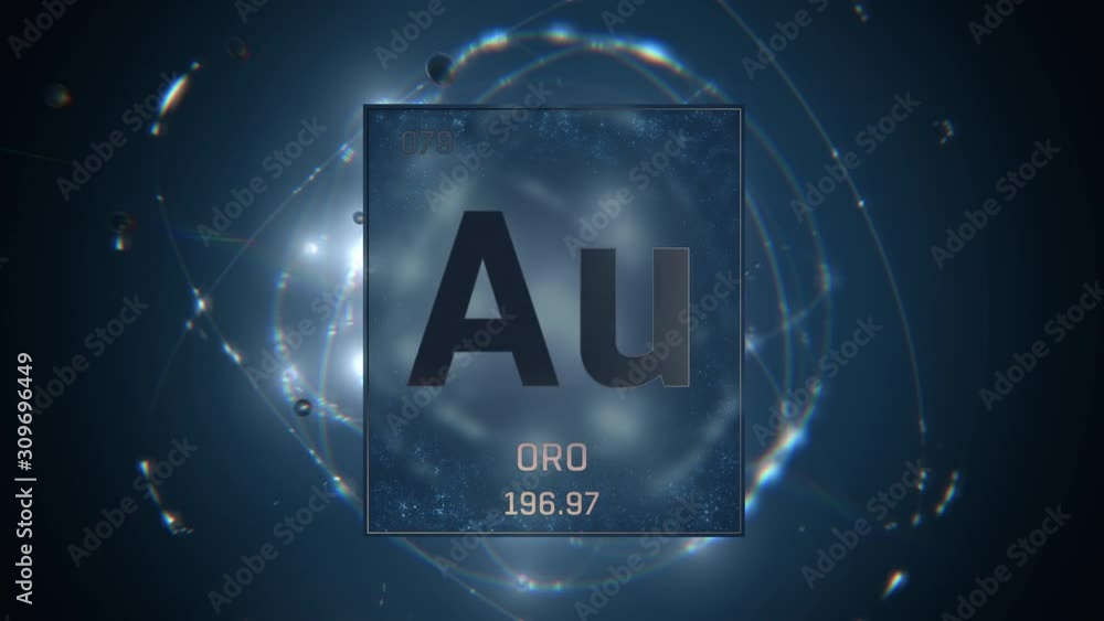 Gold as Element 79 of the Periodic Table. Seamlessly looping 3D ...