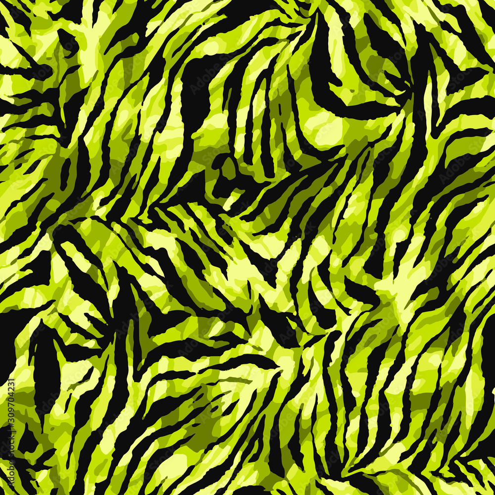 Neon Green Zebra Print Wallpaper