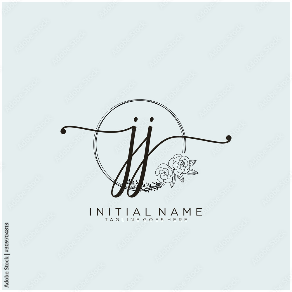 JJ Letter Initial beauty monogram and elegant logo design, handwriting ...