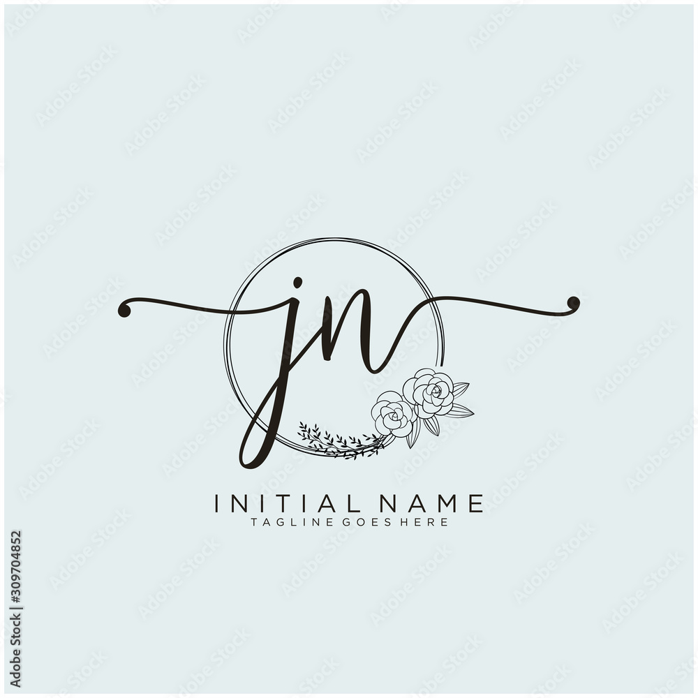JN Letter Initial beauty monogram and elegant logo design, handwriting ...