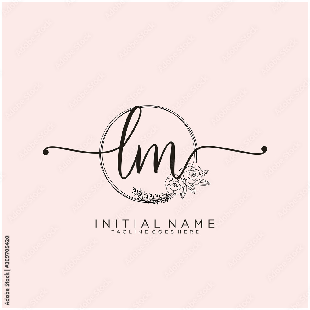 LM Letter Initial beauty monogram and elegant logo design, handwriting ...