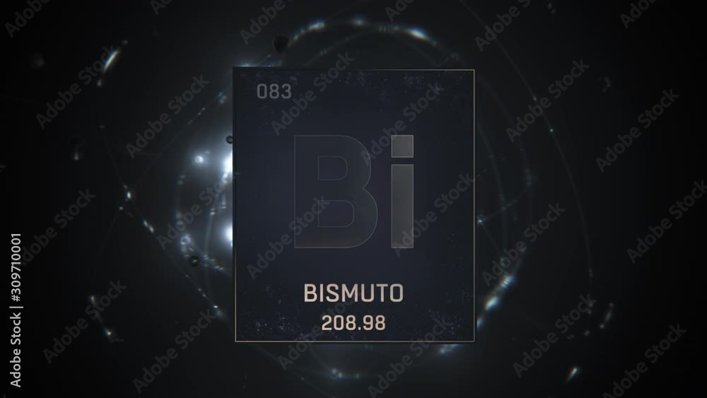 Bismuth as Element 83 of the Periodic Table. Seamlessly looping 3D ...