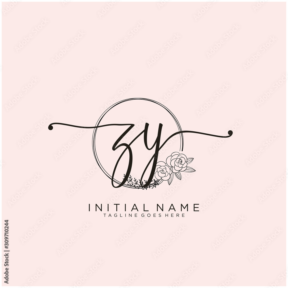 ZY Letter Initial beauty monogram and elegant logo design, handwriting ...