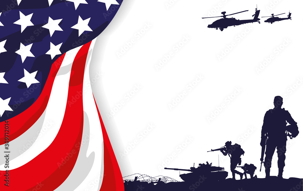 Military vector illustration, Army background, soldiers silhouettes ...