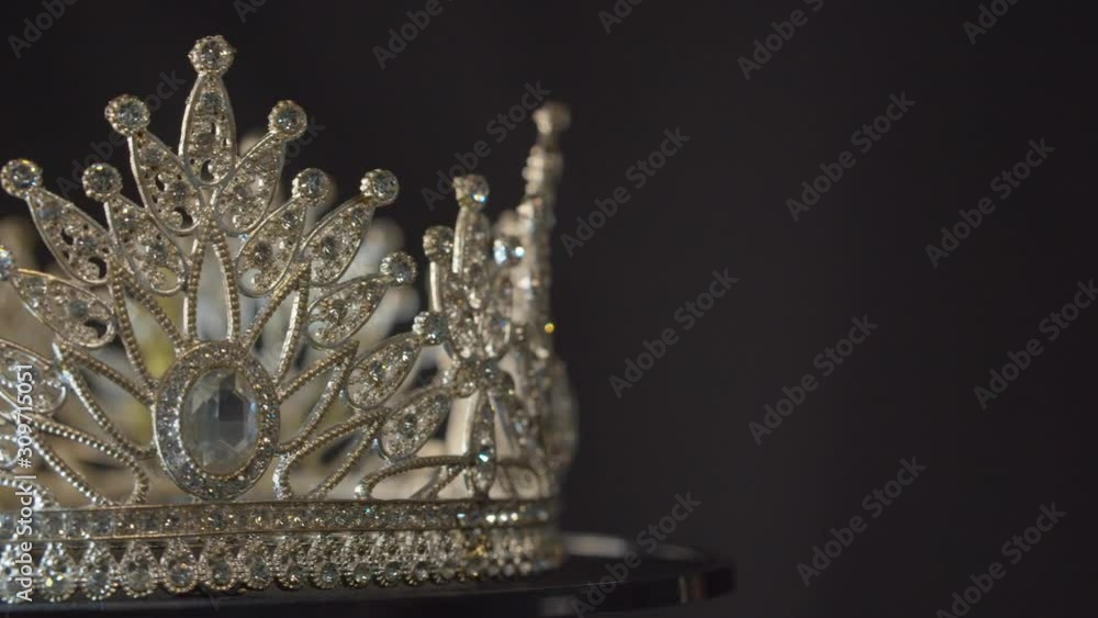 Beauty pageant, bride's or queen's crown on a turning display as in a ...