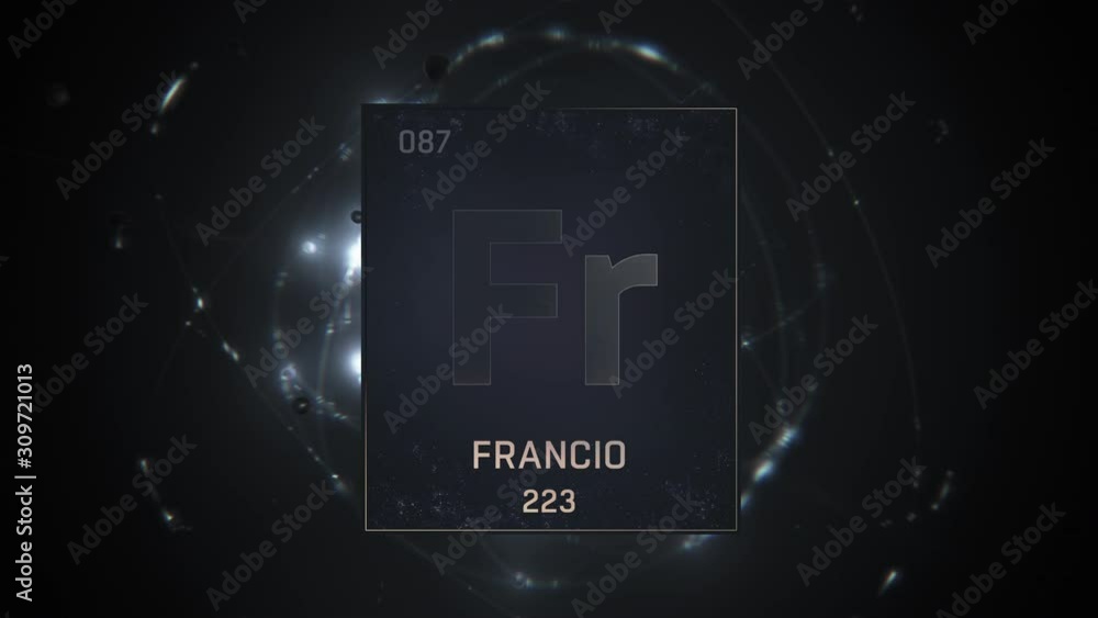 Francium as Element 87 of the Periodic Table. Seamlessly looping 3D ...