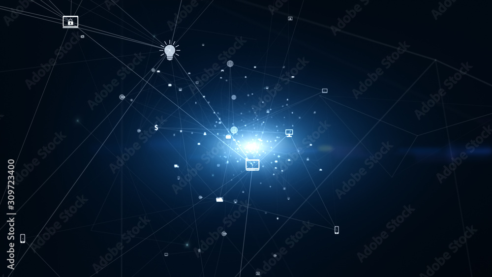 Technology network connection and digital data connections concept ...