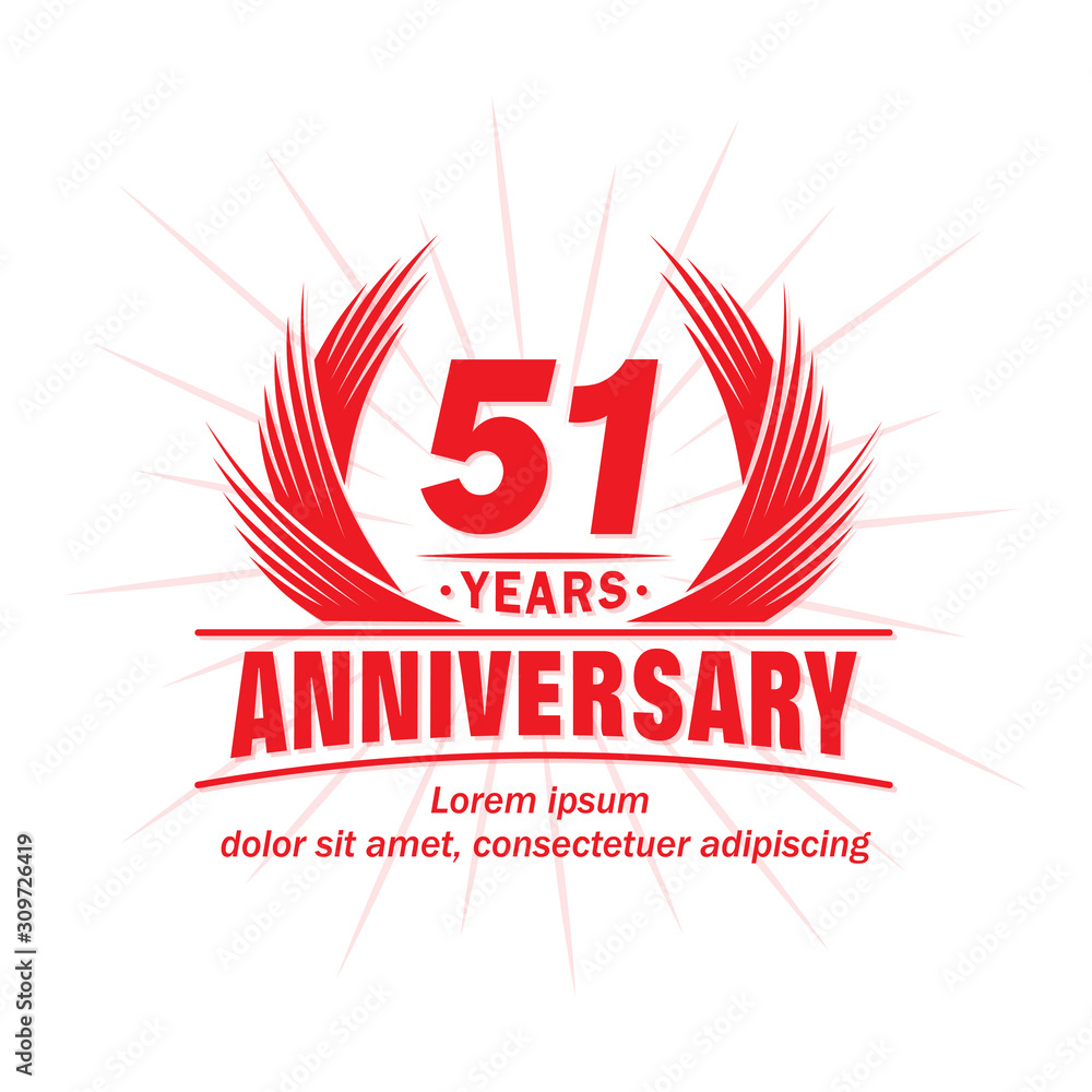 51 years logo design template. 51st anniversary vector and illustration ...