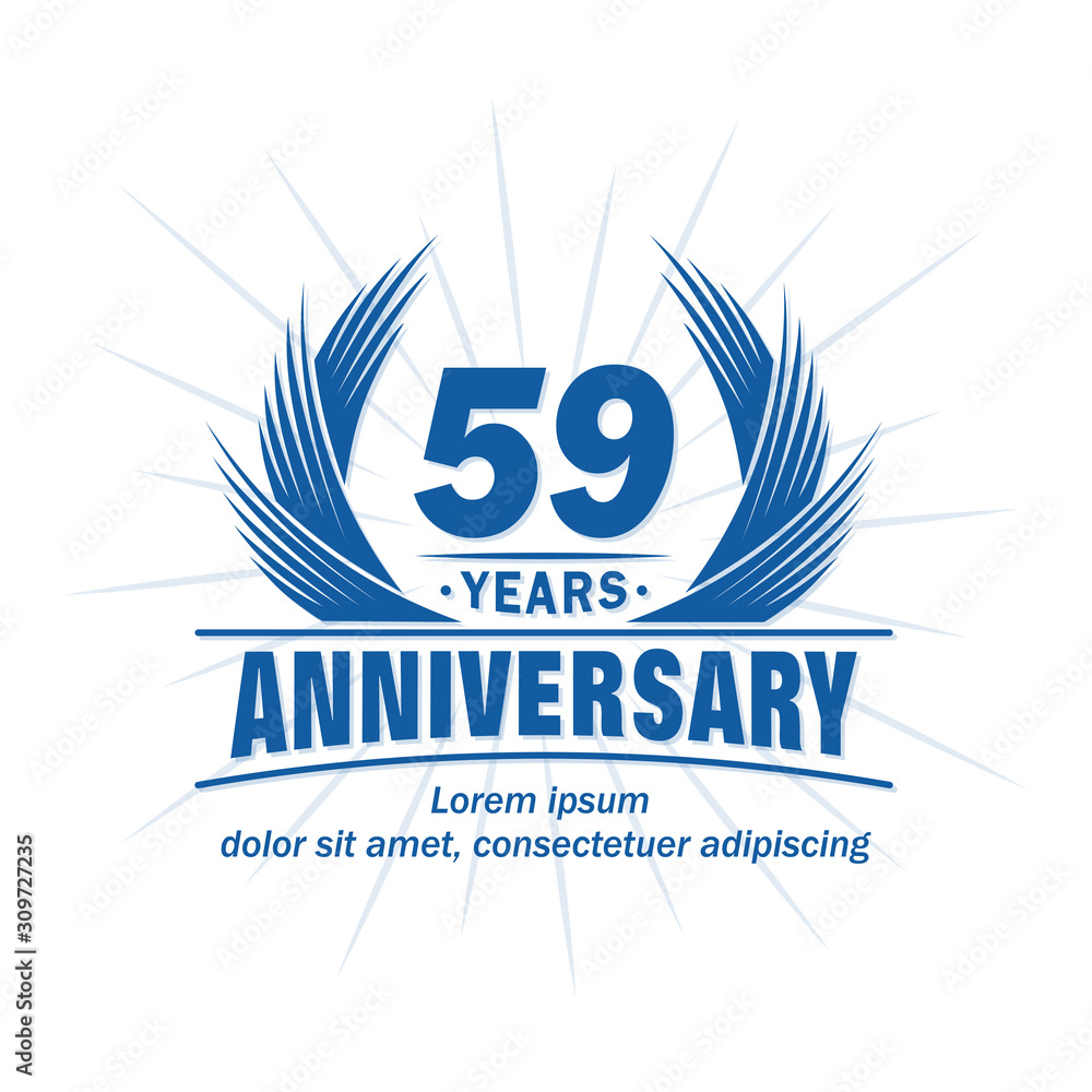 59 years logo design template. 59th anniversary vector and illustration ...