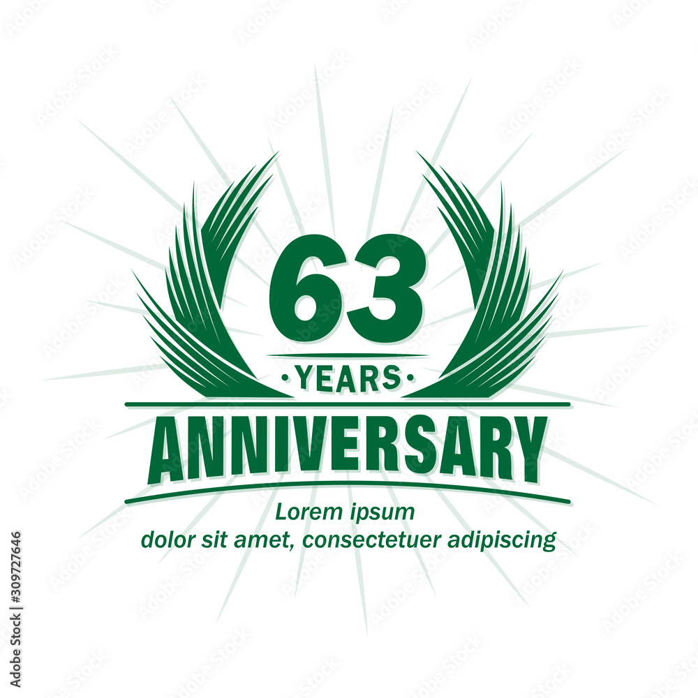 63 years logo design template. 63rd anniversary vector and illustration ...