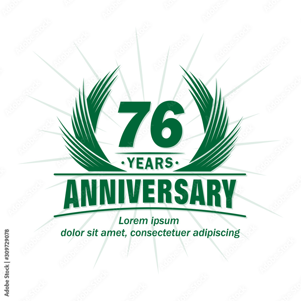 76 years logo design template. 76th anniversary vector and illustration ...