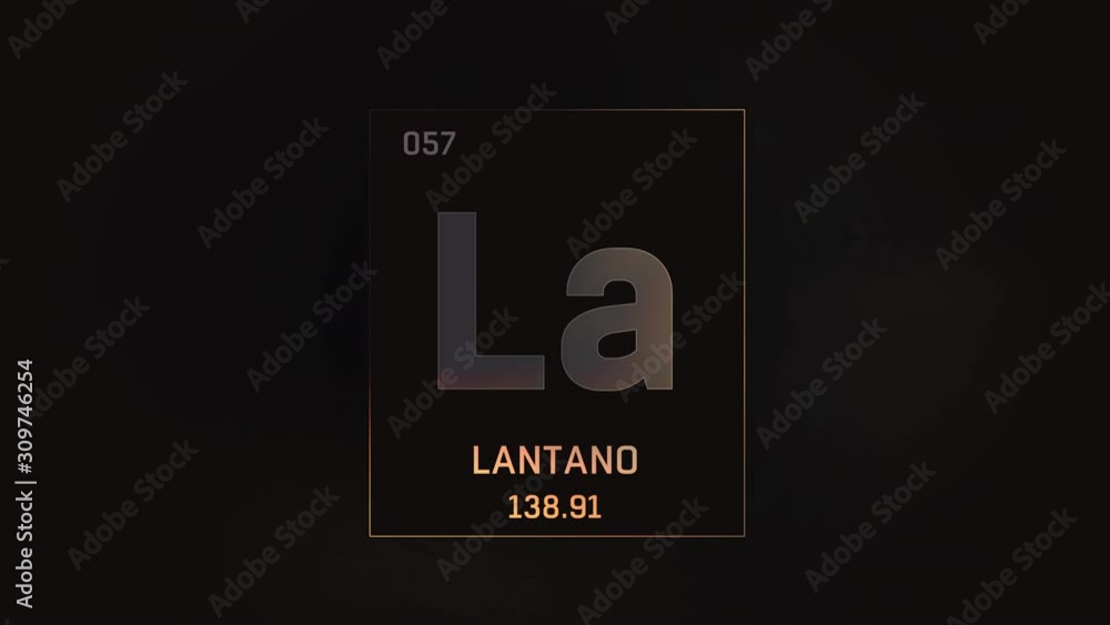Lanthanum as Element 57 of the Periodic Table. Seamlessly looping 3D ...