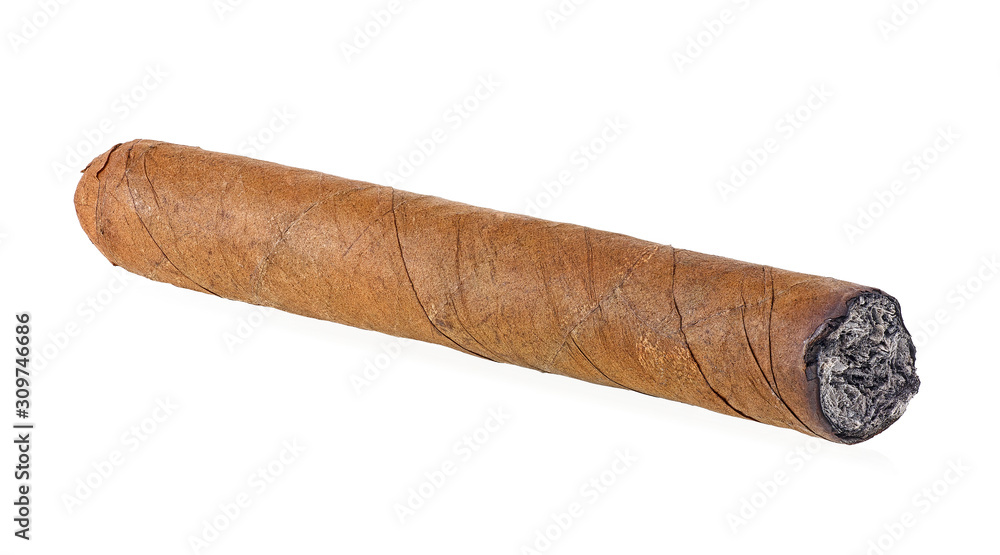 Big cigar isolated on a white background, side view. Stock Photo ...