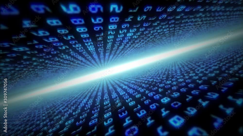 Data Binary Code Network Digital Fly Binary Code Background Loop Simple Animation Of Blue