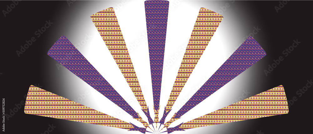 Geometric shape, Chinese fan design, half circle, radial triangle ...