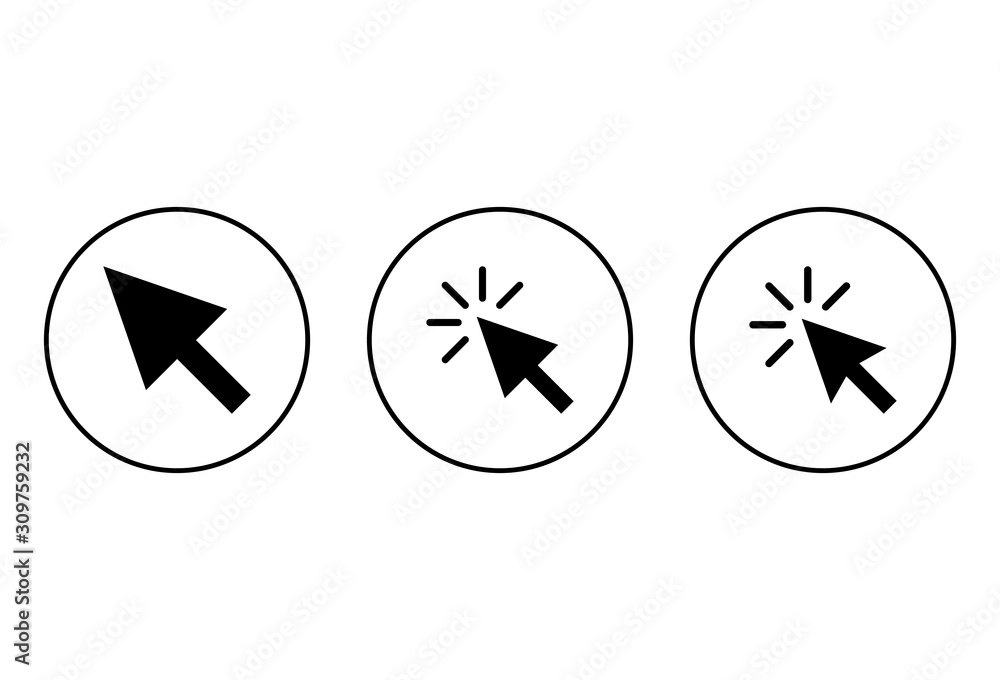 Click arrow icon simple, Cursor icon, Computer mouse click cursor black ...