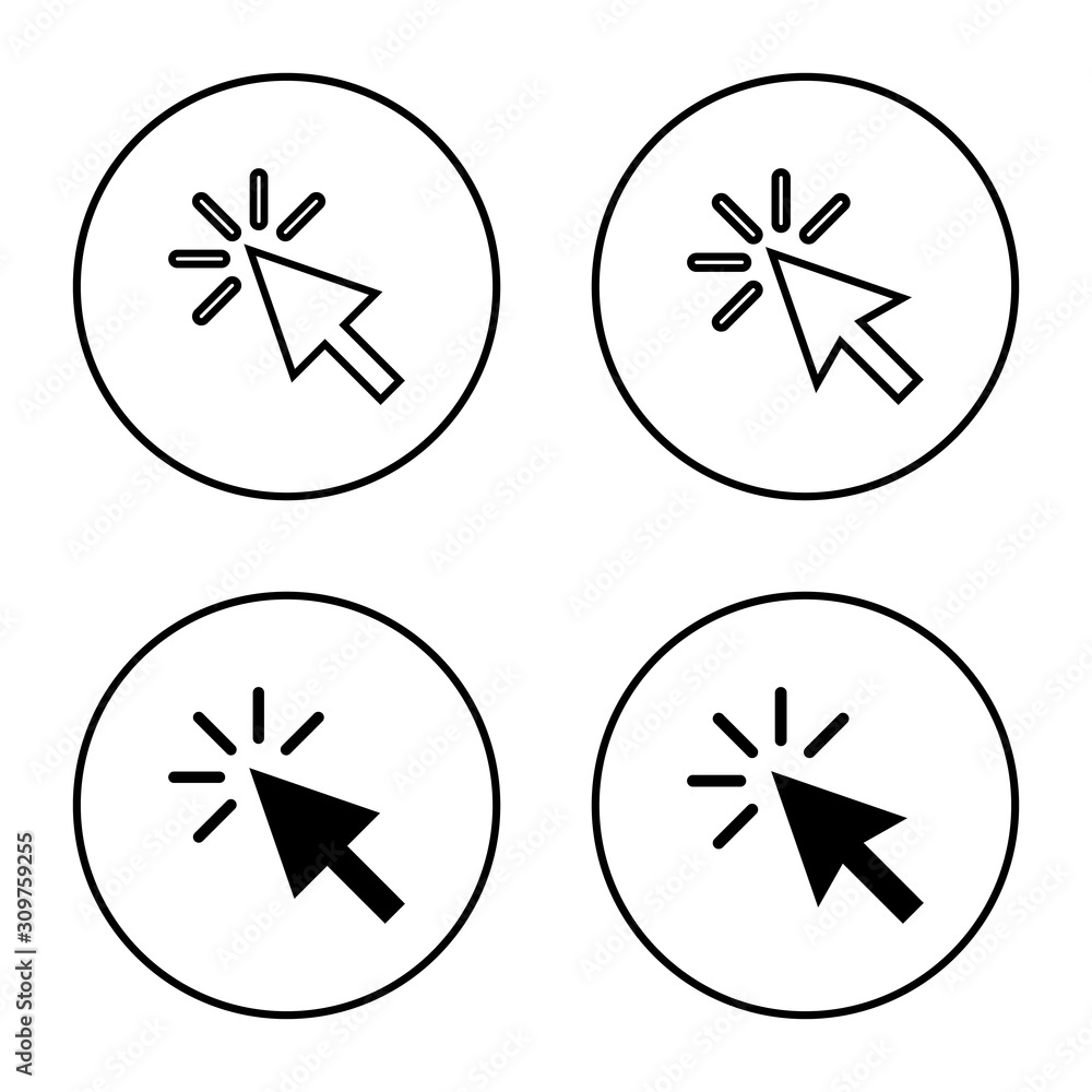 Click arrow icon simple, Cursor icon, Computer mouse click cursor black arrow icons. Stock ...