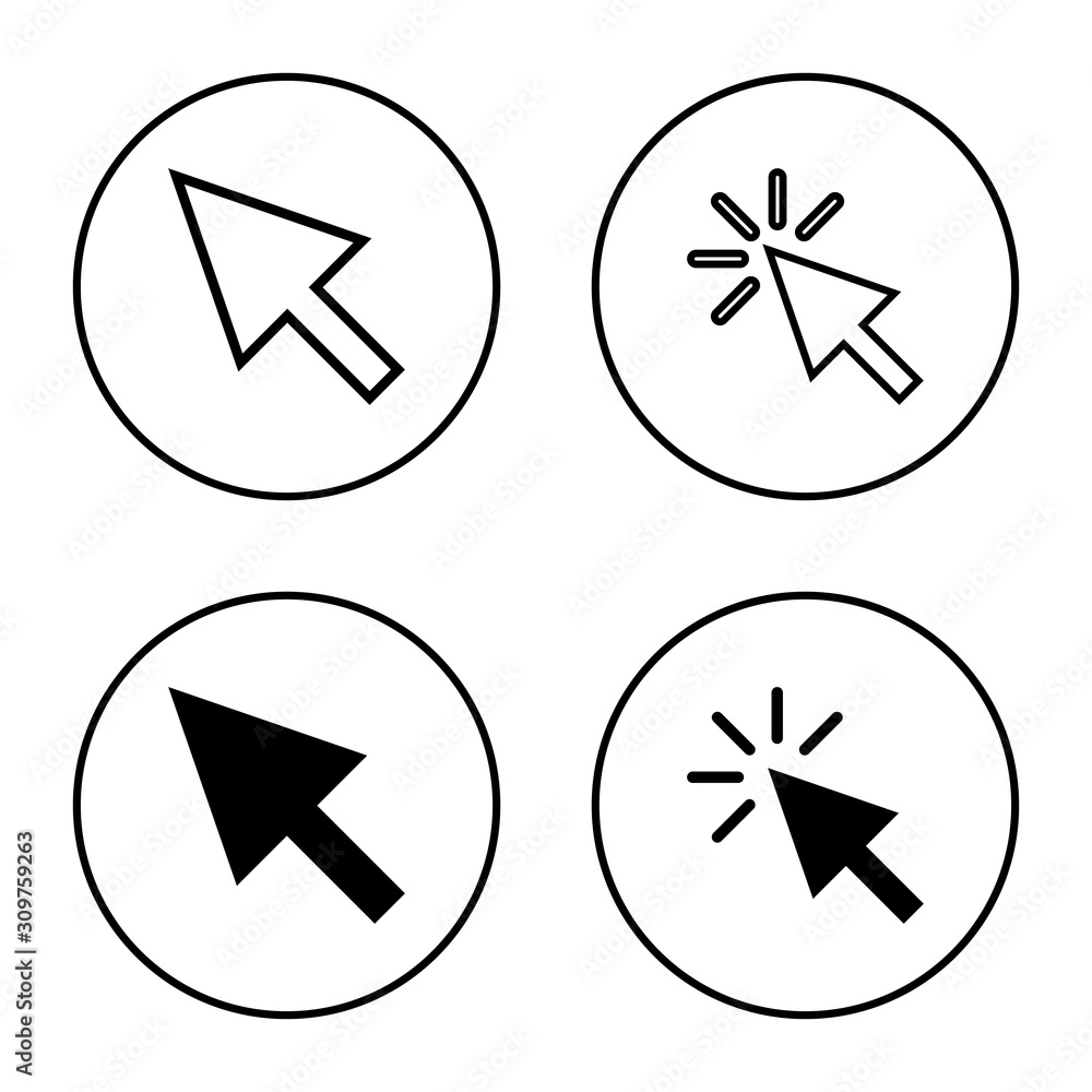 Click arrow icon simple, Cursor icon, Computer mouse click cursor black ...