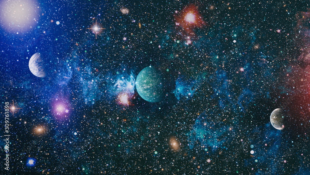 Planets, stars and galaxies in outer space showing the beauty of space ...