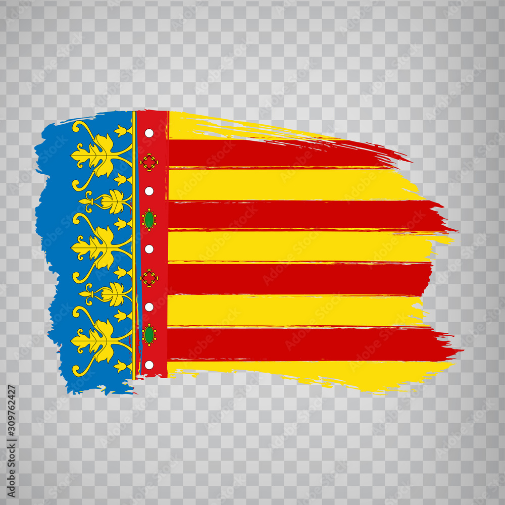 Flag of Valencia brush strokes. Flag Autonomous Community Valencia of ...