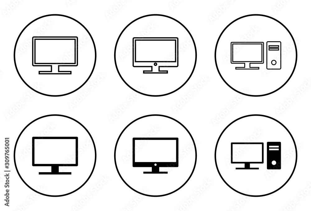 Computer monitor icon, Computer icon, PC Icon vector, Flat PC symbol ...
