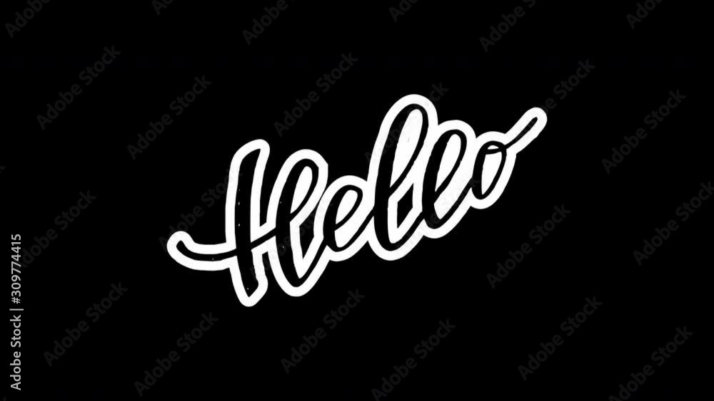 Motion graphic with handwritten lettering inscription Hello. Animated ...