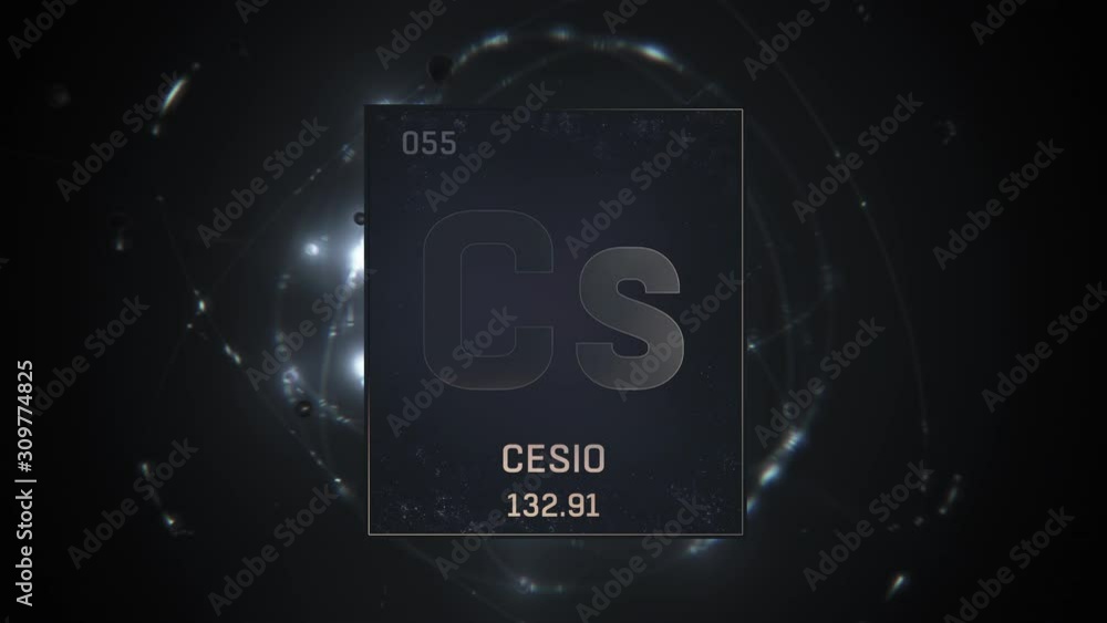 Cesium as Element 55 of the Periodic Table. Seamlessly looping 3D ...